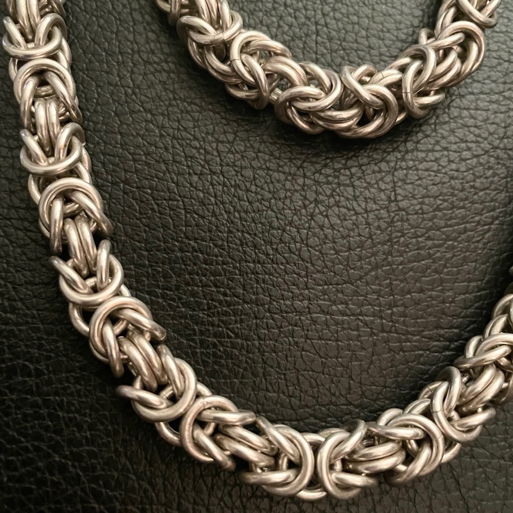 .925 Sterling Silver Byzantine Heavy Rope Necklace - Gem